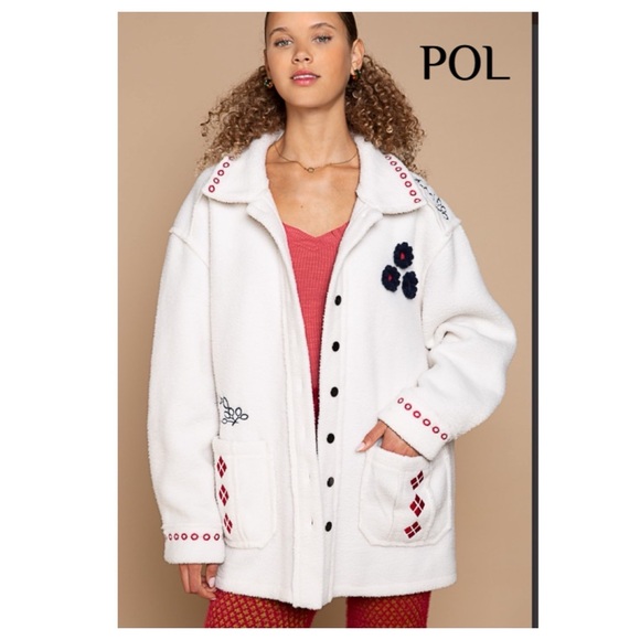 POL | Jackets & Coats | 4 Start 83pretty Pol Embroidered Sherpa Jacket ...